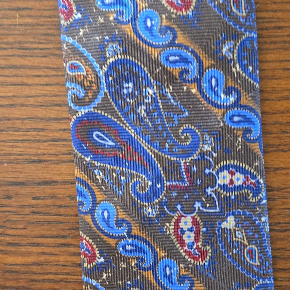 Robert Talbott 100% Silk Handmade Paisley Tie Brown Blue Red | eBay