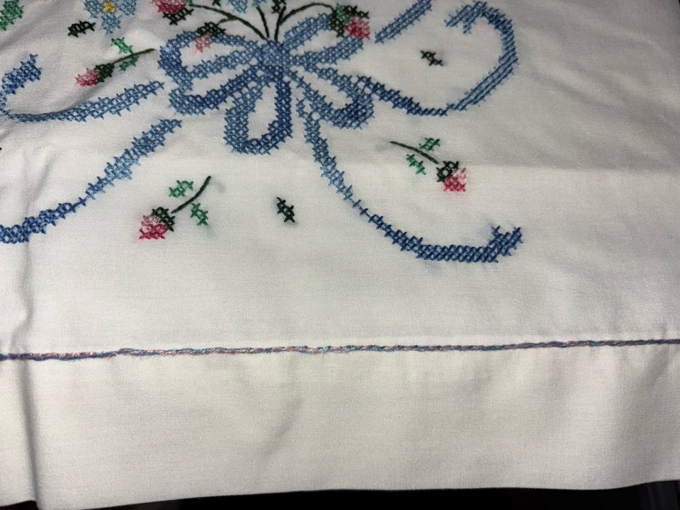 Pillow Cases Vintage His & Hers / Mr. & Mrs. Hand Cross Stitched Pair ...