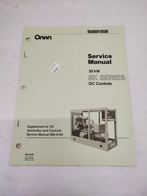 Onan 30 kW Supplement To YD Generator & Controls Service Manual 900 ...