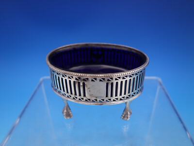 Salt Cellars - English Sterling Silver Cobalt Glass