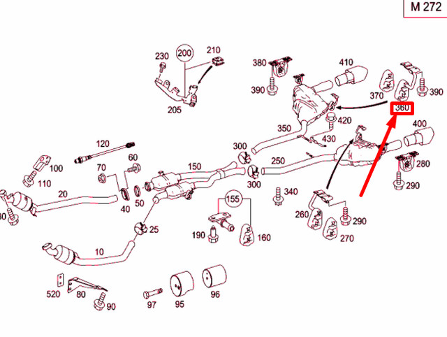 MB Ml W164 Exhaust System Rear Right Suspension A1644900237 Genuine for ...