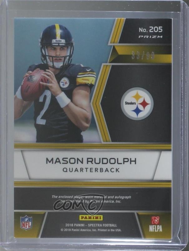 2018 Panini Spectra /99 Mason Rudolph #205 RPA Rookie Patch Auto RC | eBay
