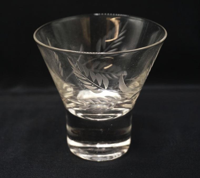 Set of Four Etched Bar Glasses Wheat Pattern Cosmopolitan Cocktail ...
