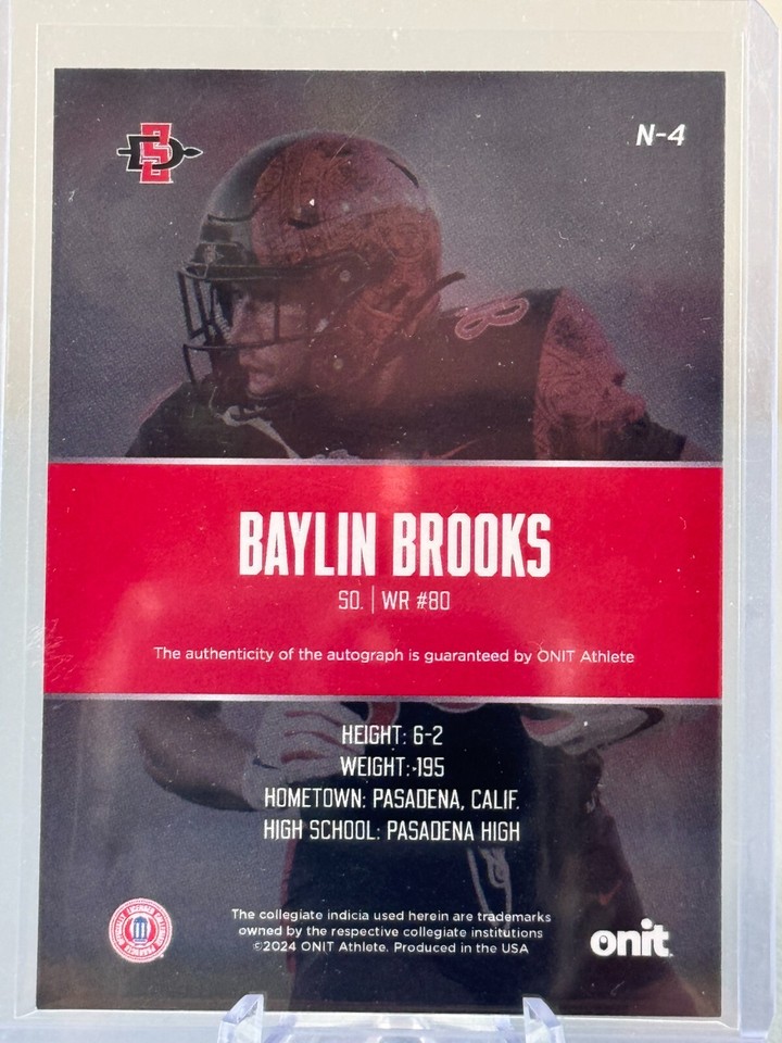 2024 Onit BAYLIN BROOKS SSP SWOOSH Autograph 2/9 SAN DIEGO STATE AZTECS ...