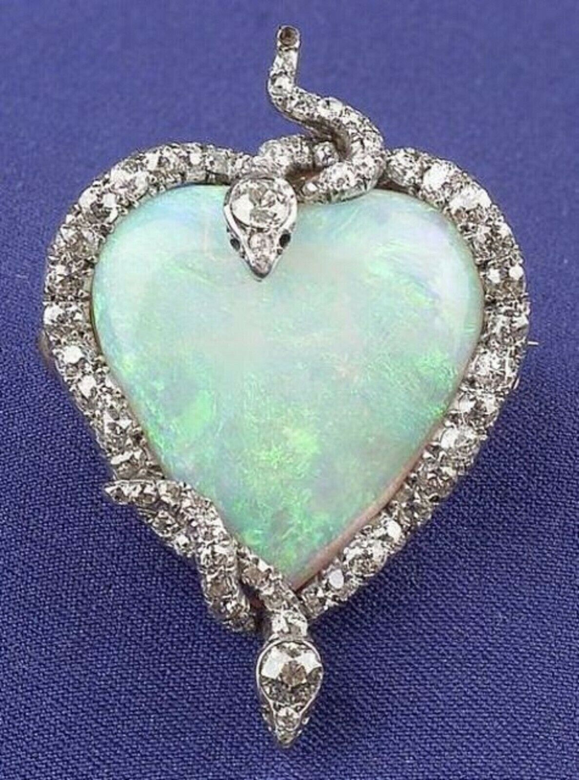 4.00 Ct Heart Cut Simulated Fire Opal Snake Heart Pendant 14K White ...