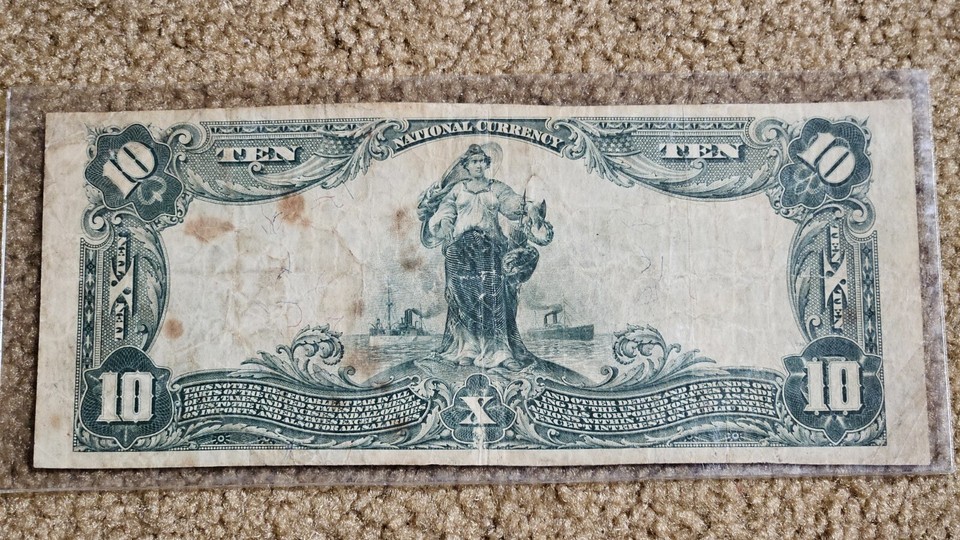 Central Nat'l Bank Cambridge Ohio OH 1902 PB 10.00 Nat'l Currency CH ...