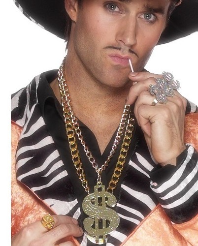 70s 80s Fancy Dress Gold Coloured $ Dollar Rapper Medallion & Chain by ...