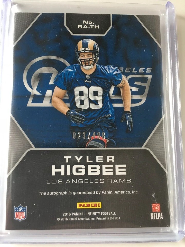 2016 Panini Infinity Tyler Higbee Rookie Auto #d 23/488 Auto RC - Rams ...