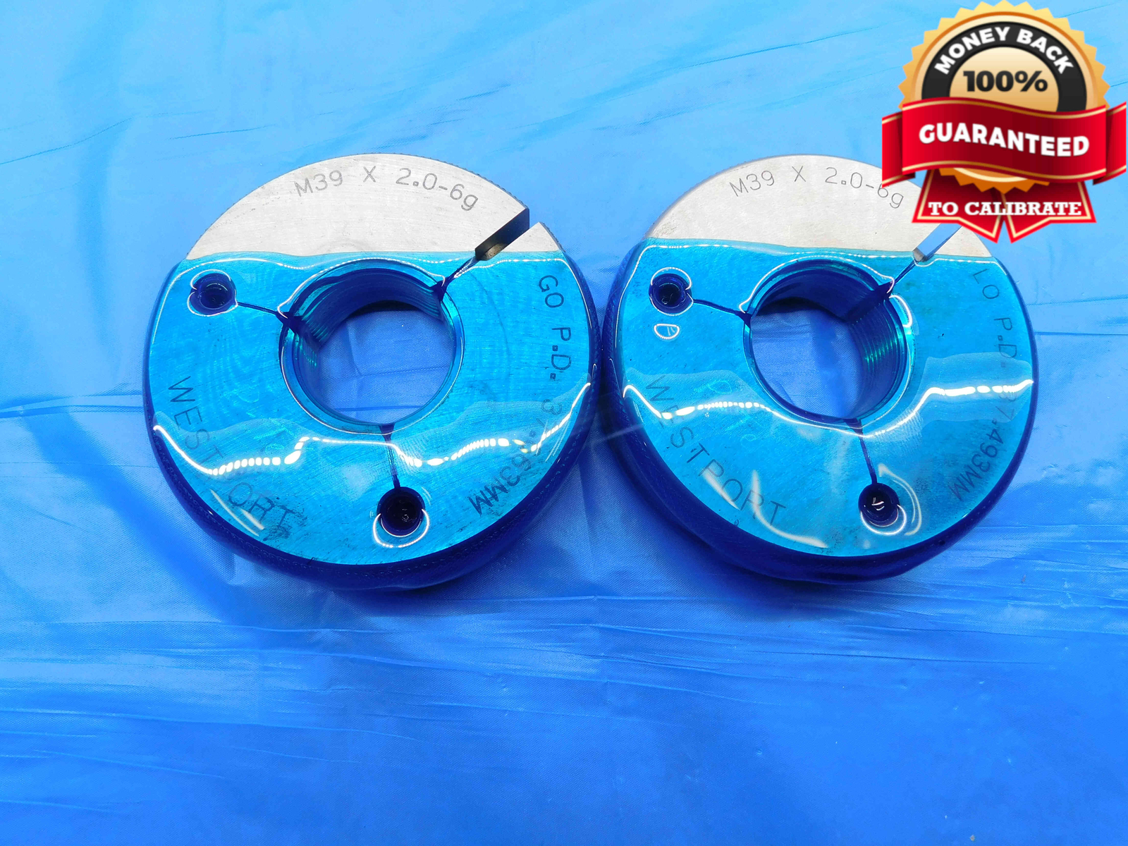 M39 X 2 6g METRIC THREAD RING GAGES 39 2.0 GO NO GO P.D.'S = 37.663 ...