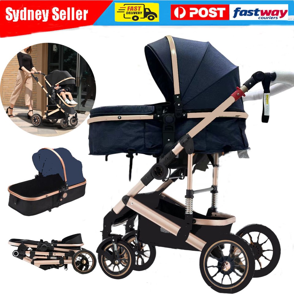 Newborn Baby Pram Reversible Pushchair Travel System Buggy Foldable ...