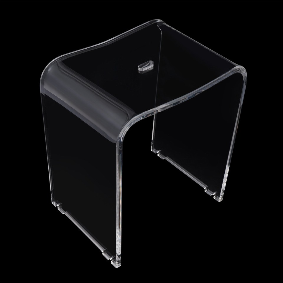 300Lbs Modern Acrylic Shower Stool Clear Bath Stool SPA Seat Bathroom ...