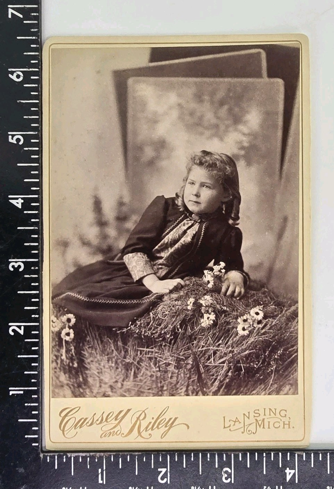 Antique Cabinet Card Photo Young Victorian Girl Fashion Cassey Riley ...