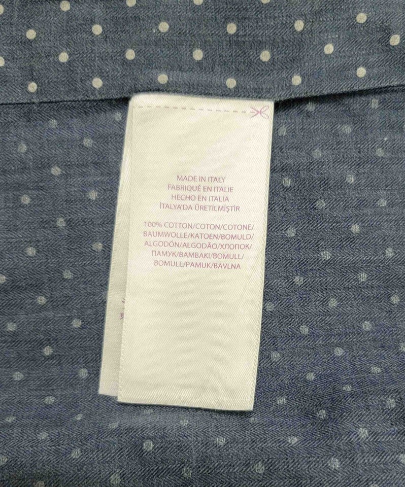 Ralph Lauren Purple Label Indigo Blue Cotton Shirt with White Dots - 16 ...