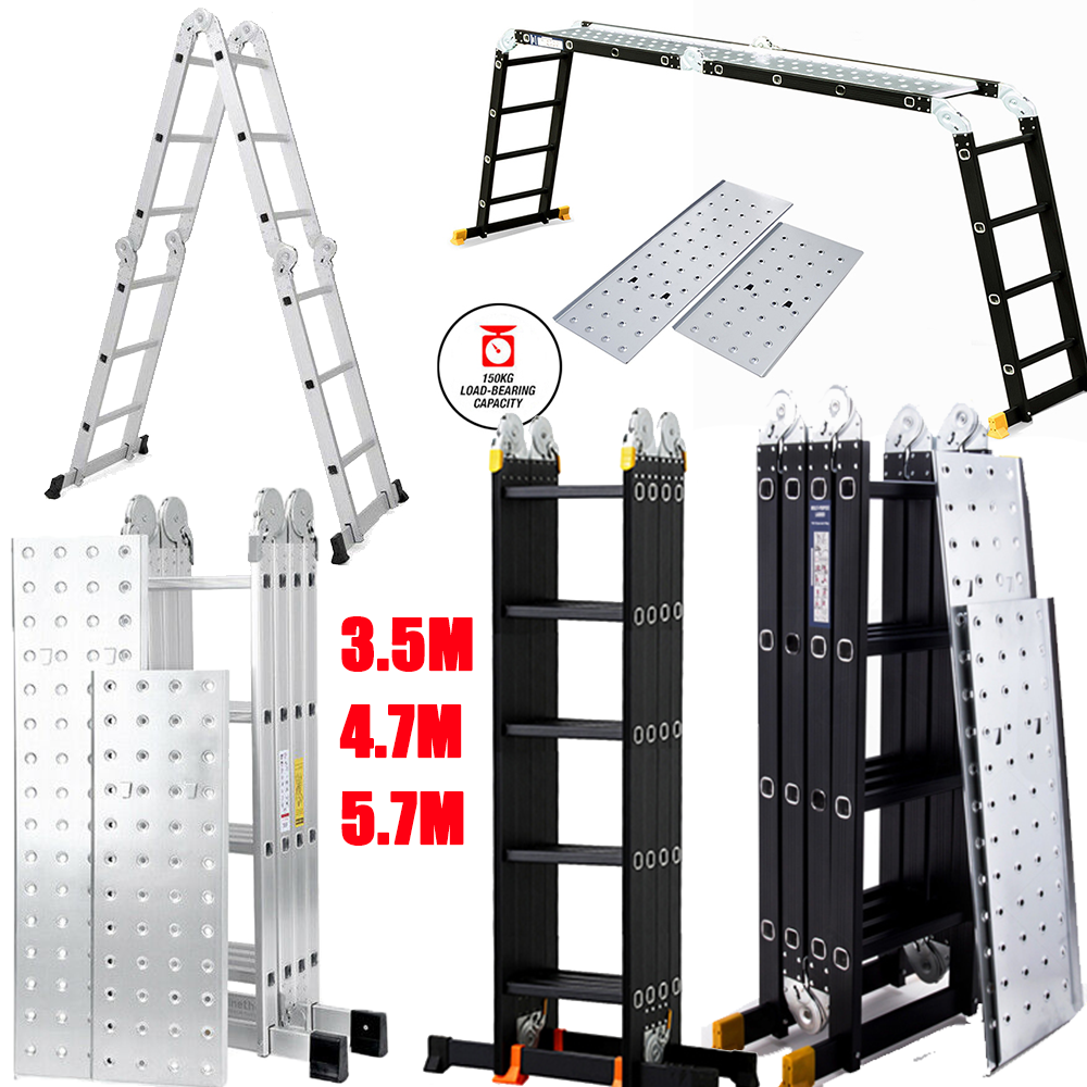 Multi-Purpose 3.5M-4.7M Folding Ladder Aluminium Ladder Extendable W ...