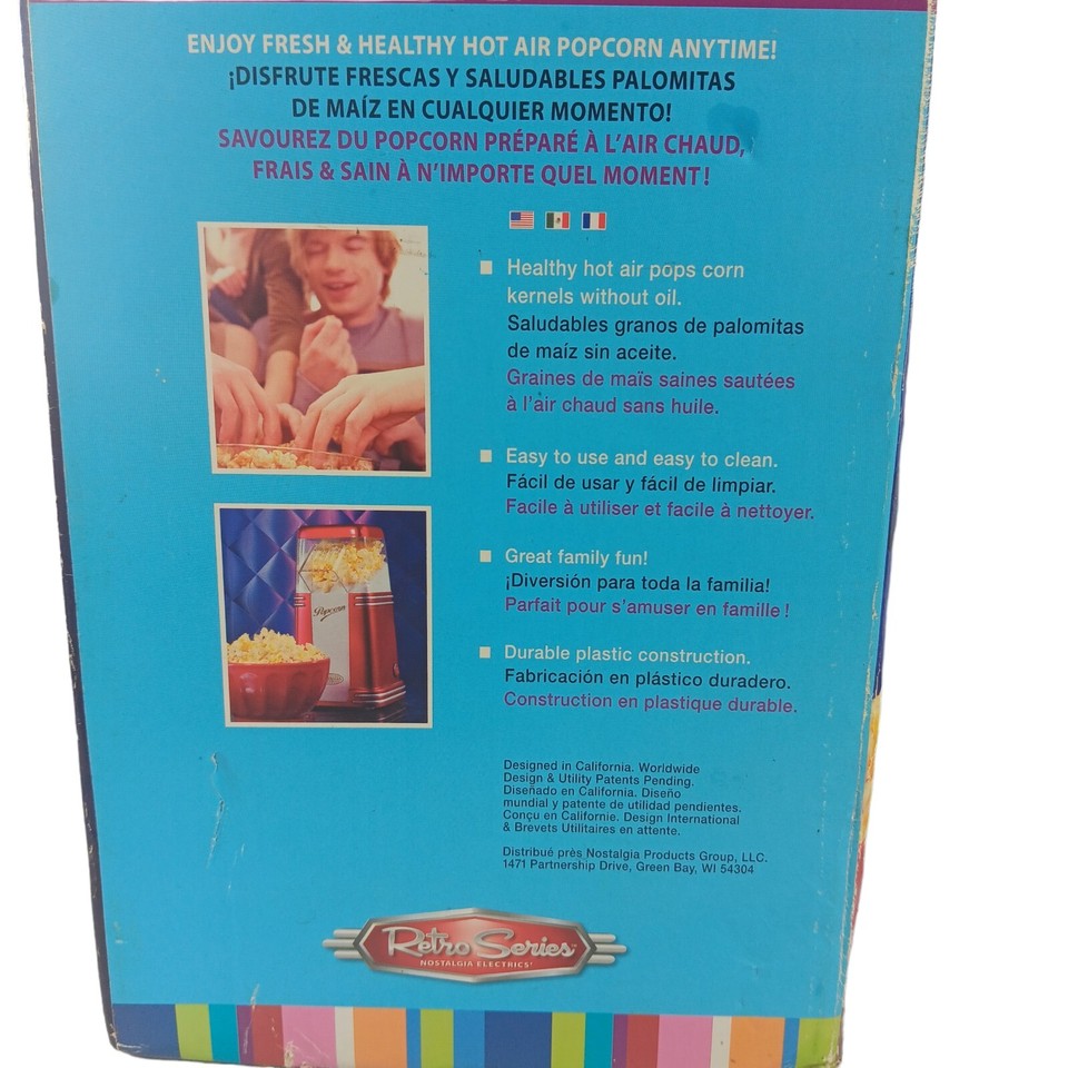 Nostalgia Electrics Popcorn Maker Red Hot Air Popper 8 Cup Model RHP ...