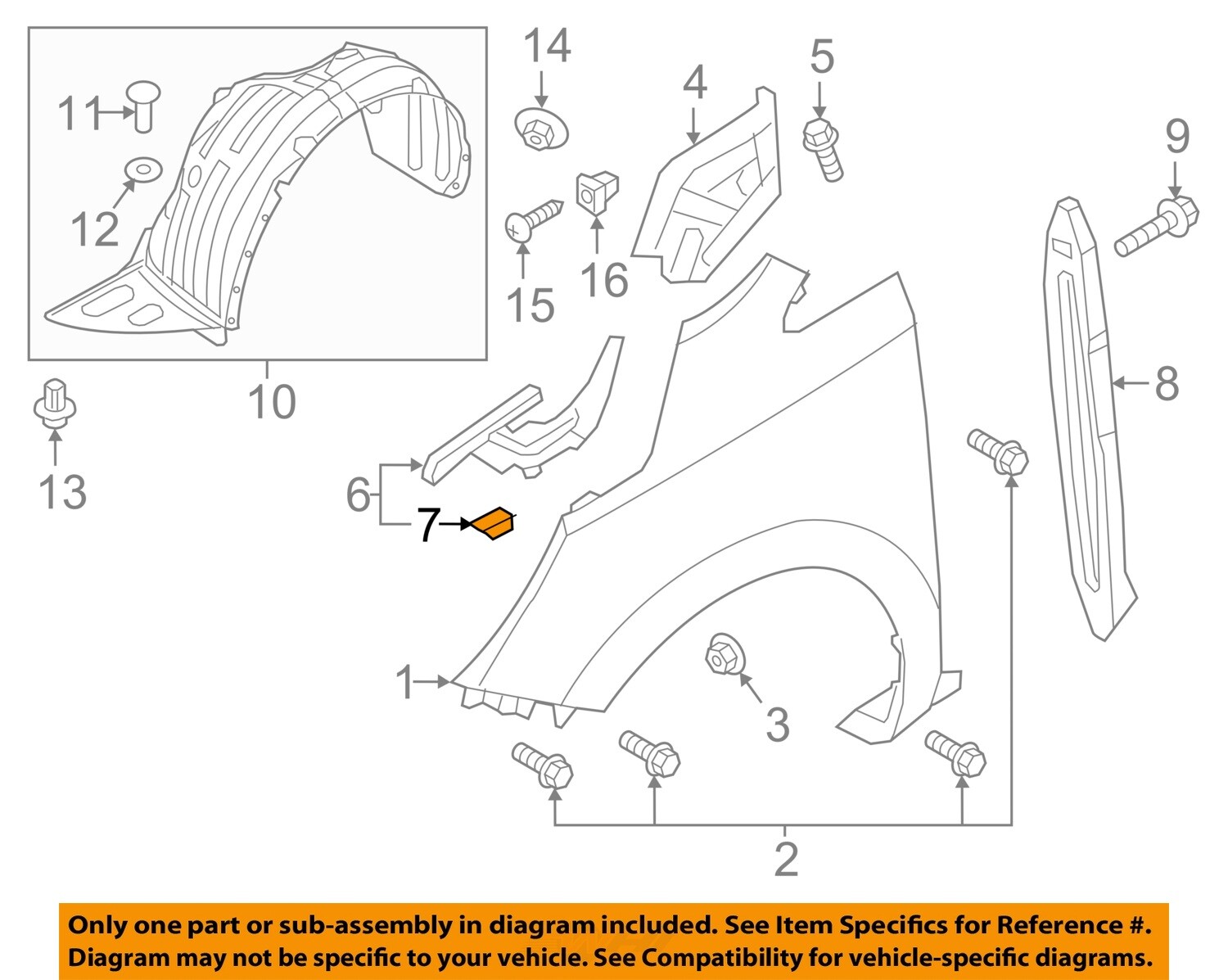 Kia OEM 15-16 Sedona Fender-front Cover Right 84121A9000 for sale ...