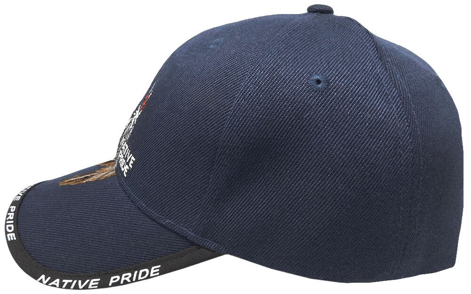 Native American Indian Wolf Feather Shadow BLUE Embroidered Cap Hat ...