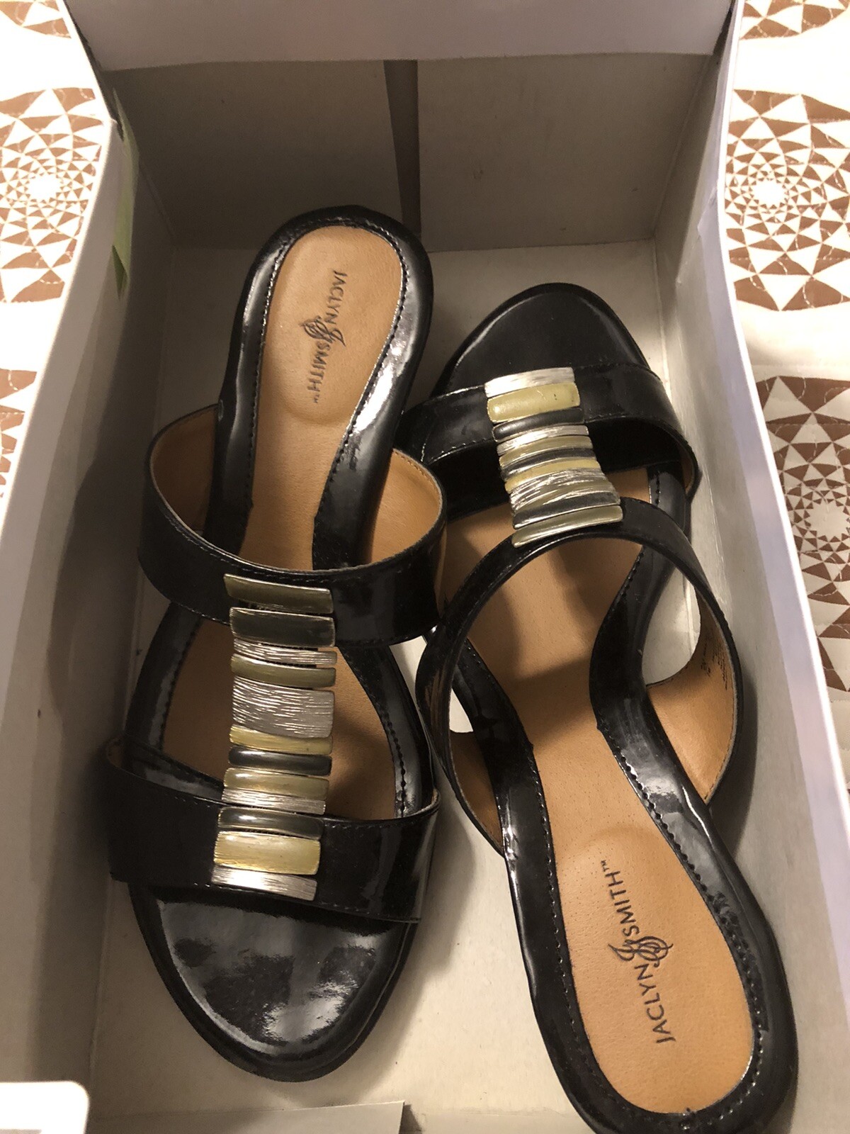 Jaclyn Smith Mayson Black Slip On Wedge sandals size 7 - Gem