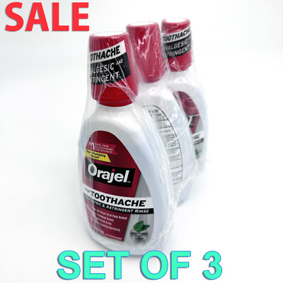 Orajel for Toothache Analgesic & Astringent Rinse ,16 oz,set of 3, FREE ...