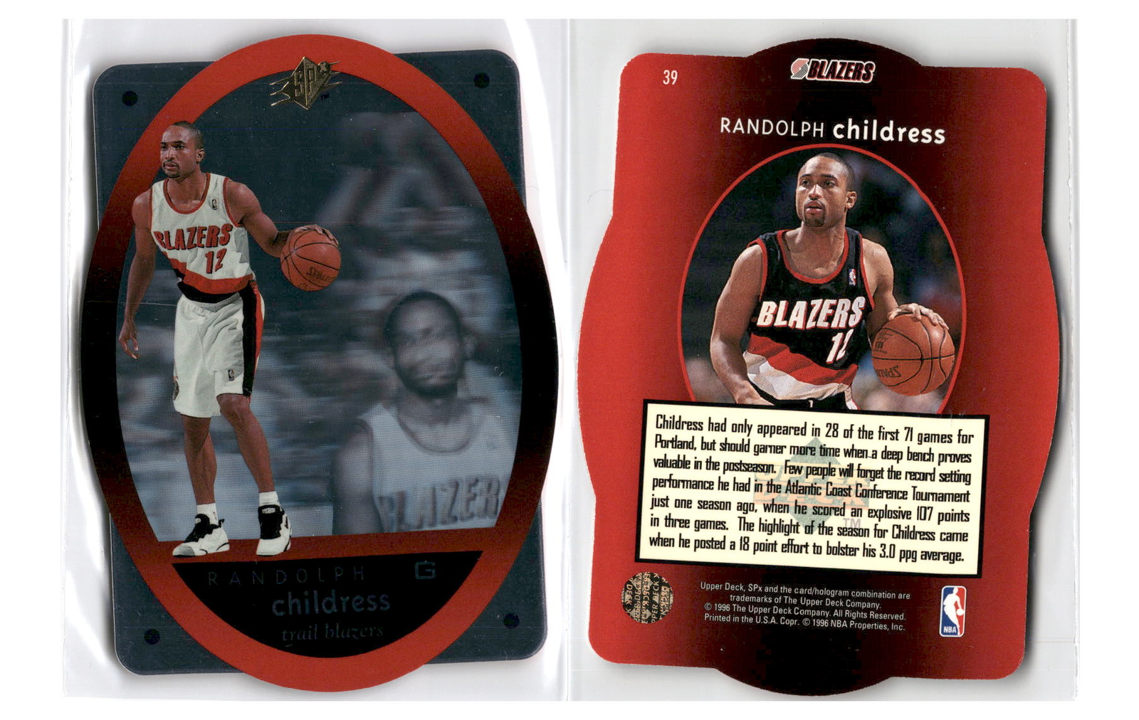 1996 SPx #39 Randolph Childress - Portland Trail Blazers | eBay