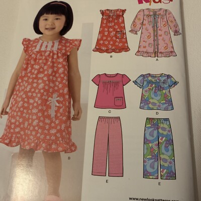 New Look Pattern #6087 Toddler Nightgown, Robe, Top, Pants Sizes 1/2-4 ...