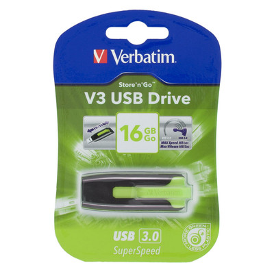 Verbatim 16GB V3 Green Store'n'Go V3 Rectractable USB Storage Drive ...