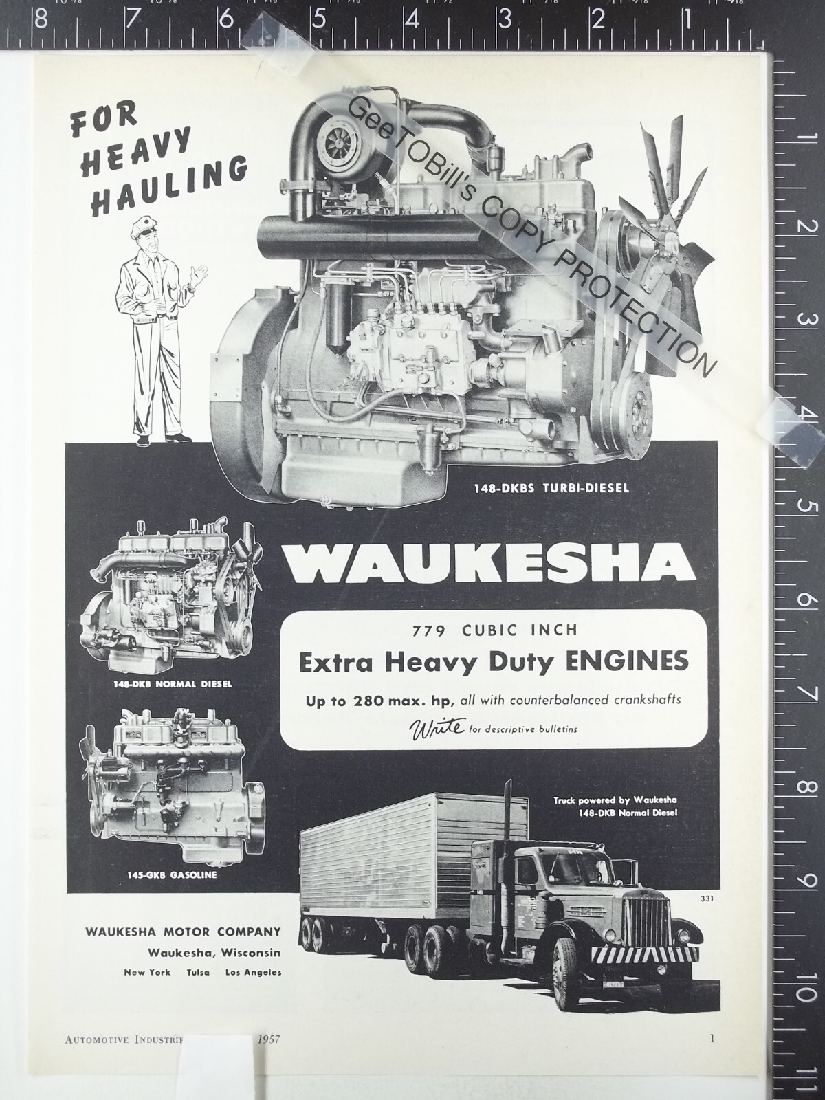 1957 AD, Waukesha Motor 779 CI 148-DKBS DKB Diesel 145-GKB truck ...