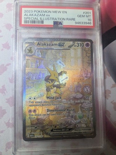 PSA 10 GEM MINT Alakazam Ex 201/165 FULL ART HOLO RARE Pokemon Card CS2 ...