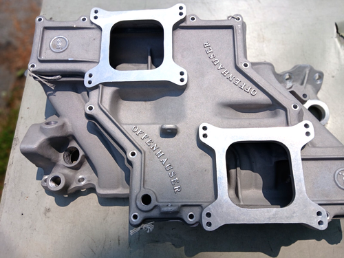 Offenhauser "CROSS RAM" Dual Quad Aluminum Intake Manifold w/linkage ...
