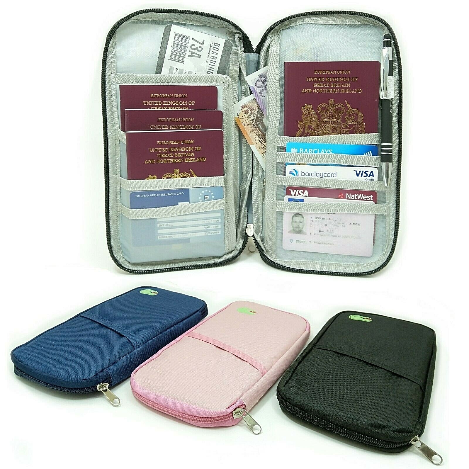 Travel Organiser Passport Document Tickets Holder Wallet Bag Purse Zip ...