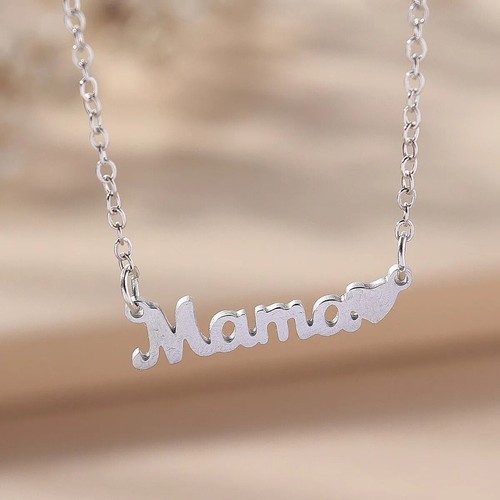 18" Silver "Mama" Love Script Necklace Mother's Day | eBay