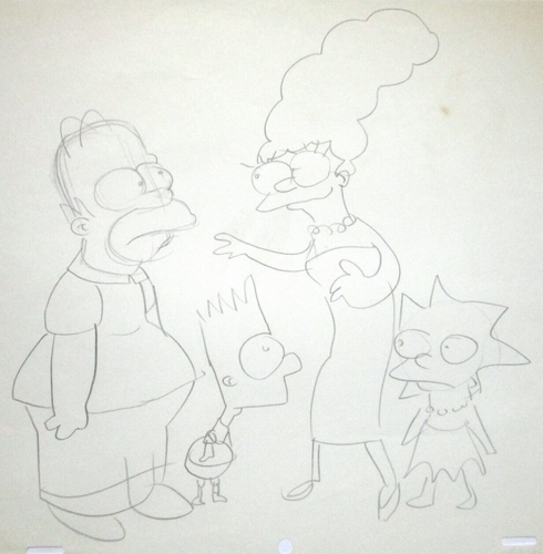 EARLY Homer SIMPSON 1990 FOX Walt Disney ORIGINAL PRODUCTION cel CONEPT ...
