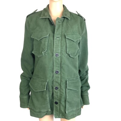 7 For All Mankind Army Green Utility Jacket M Military Heavy Lined Coat ...