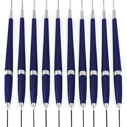 10 x OMG Counter Top Security Pen with Chain - 0.7mm - Blue Barrel ...