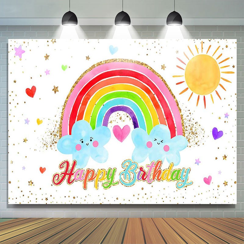 Cute My Party Cloud Rainbow Birthday Backdrop | eBay UK