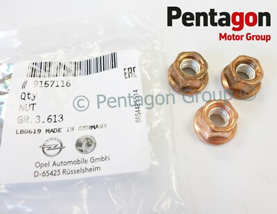 New Genuine Vauxhall Astra Corsa Meriva x3 Front Exhaust Pipe Nuts M8 ...