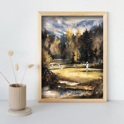 golfing stormtroopers golf star wars fine art print poster thrift store ...