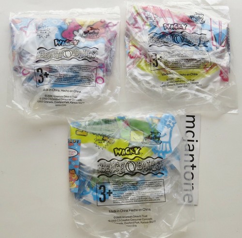 MIP LOT 3 Sonic Wacky Pack 2000 BEACH BALLS Inflatable SUMMER Blow Up ...