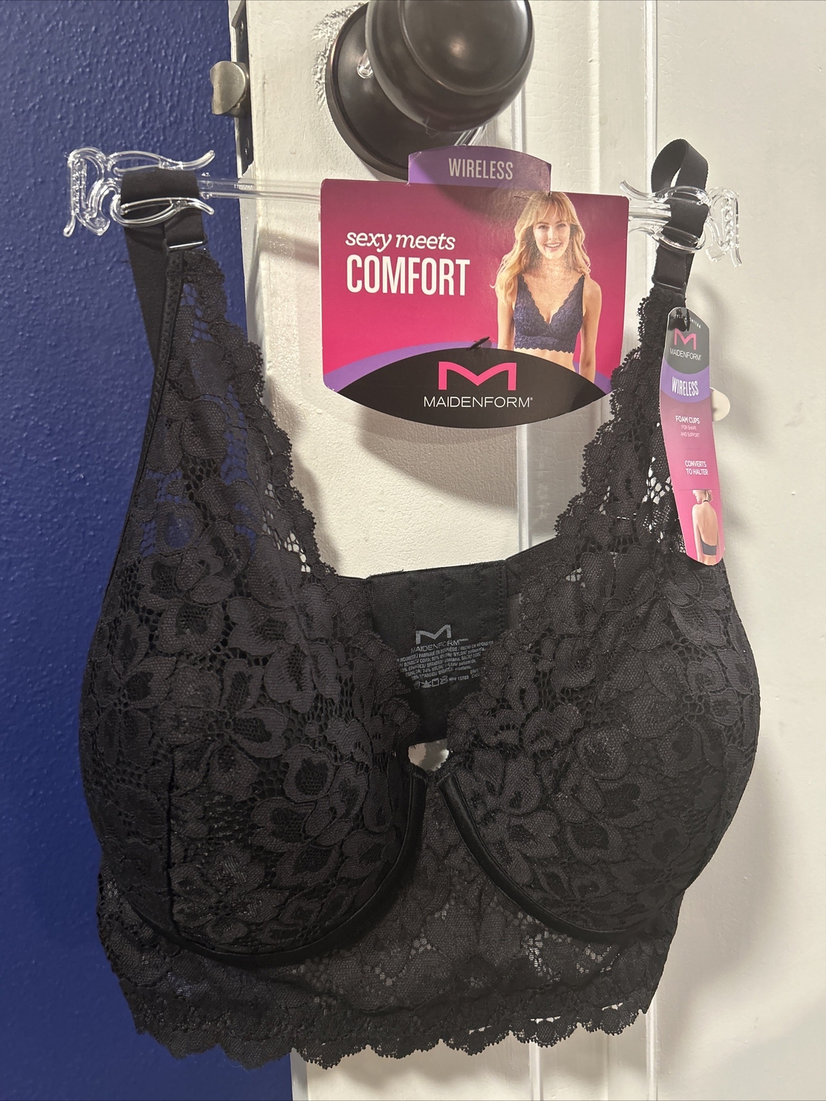 Maidenform Wireless Foam Cups Convert To Halter Bra 38 D | eBay
