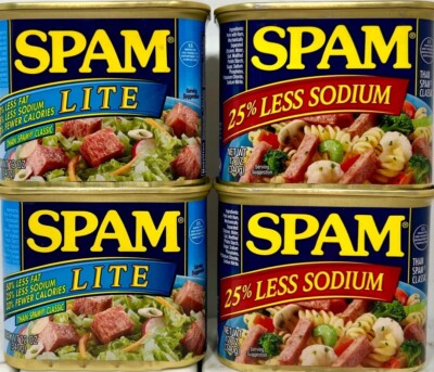 Spam Luncheon Meat Variety Pack ( 2 25% Less Sodium, 2 Lite ) 12 oz ...