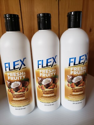 Lot of 3 Flex Fresh & Fruity Coconut Almond Shampoo 20fl oz. FULL SIZE ...