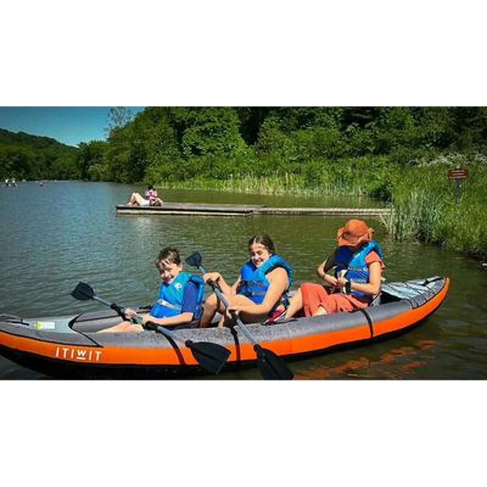 Inflatable 3 person Itiwit Kayak from Decathlon with 3 Paddles and Bag ...