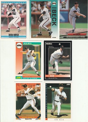 ⚾ 20 different ROD BECK cards lot 6 RC 1992 - 1996 all baseball Giants ...