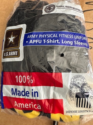 US ARMY BLACK LONG SLEEVE PT SHIRT APFU T-SHIRT ATHLETE PHYSICAL ...