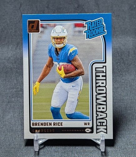 Brenden Rice Throwback Rated Rookie RC 2024 Donruss Card 22 Los Angeles ...