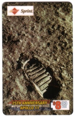 $8. NASA Anniv. of Apollo 11: Footprint On Moon. Card Only Phone Card ...