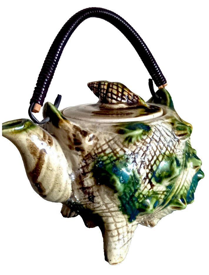 Japanese Conch Majolica Shell Teapot, Rare Taisho period. Vintage ...