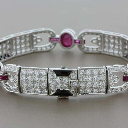 Beautiful Pink Lab Created Ruby & White Stone Vintage Style Women's ...