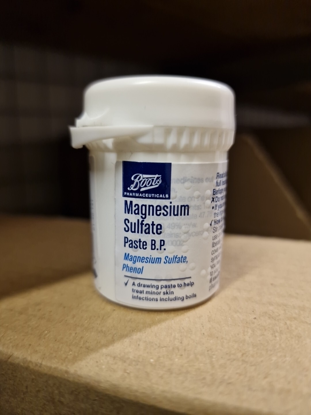 Boots Magnesium Sulphate Paste - 50g Aid for Skin Infections and Boils ...
