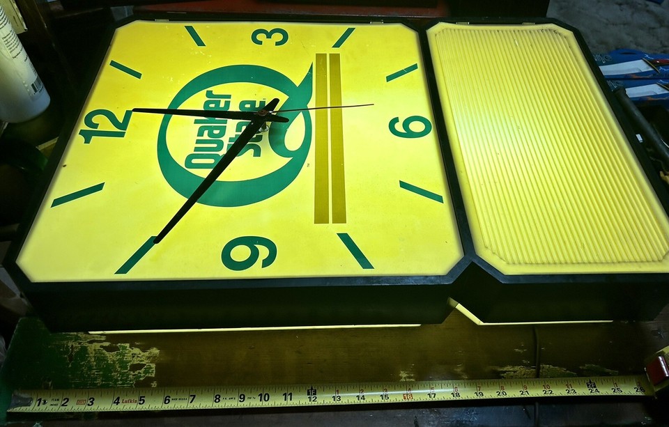 Vintage Quaker State Light Up Clock Dualite Brand Works! (Read ...